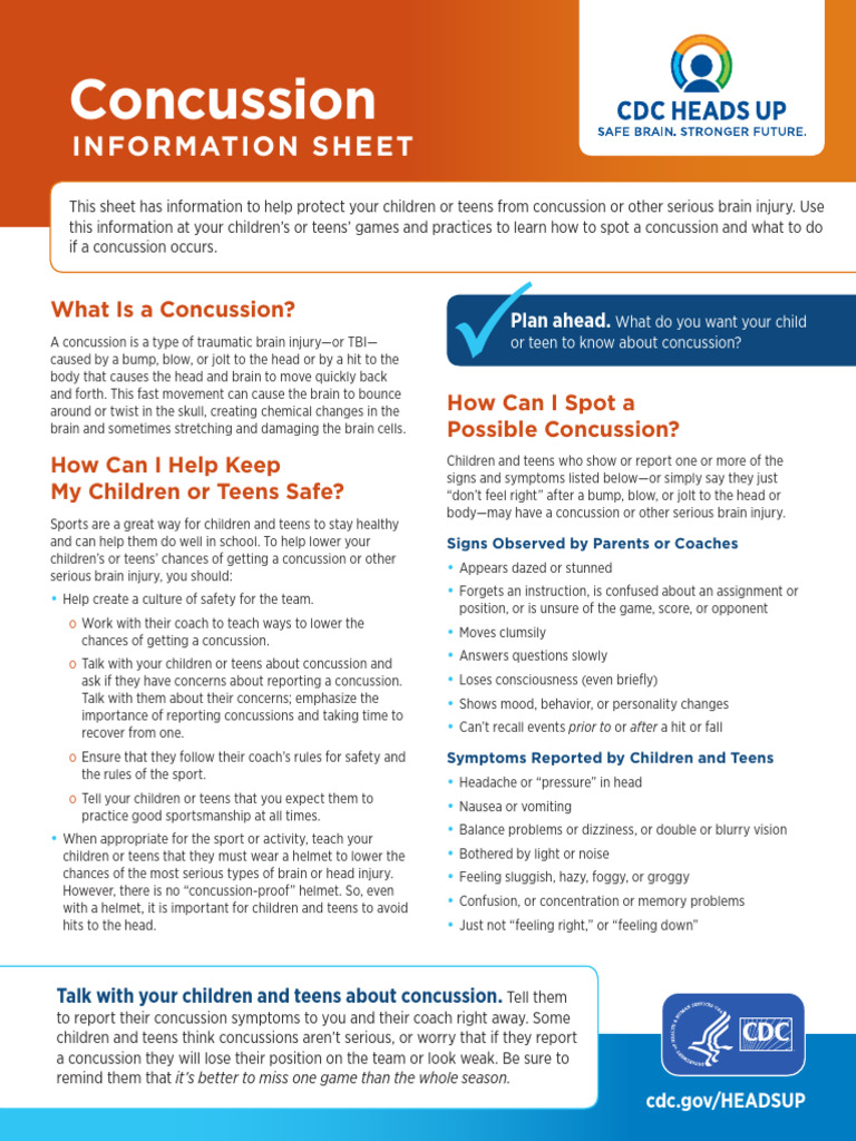 Concussion Safety Guide for Parents | PDF | Concussion | Traumatic ...