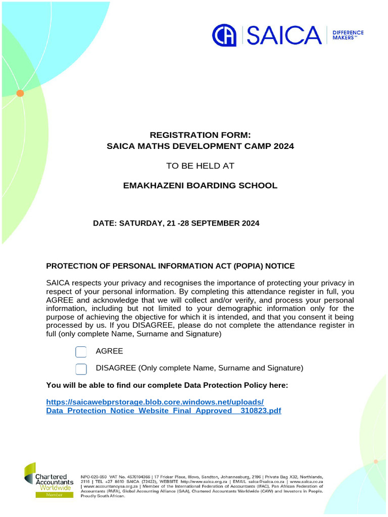 Camp Learner Registration Form 2024 - Mpumalanga | PDF