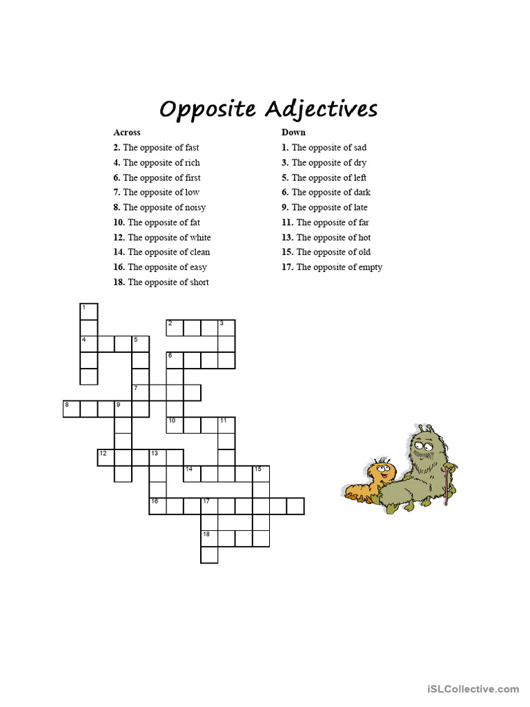 Crossword of Opposite Adjectives | PDF