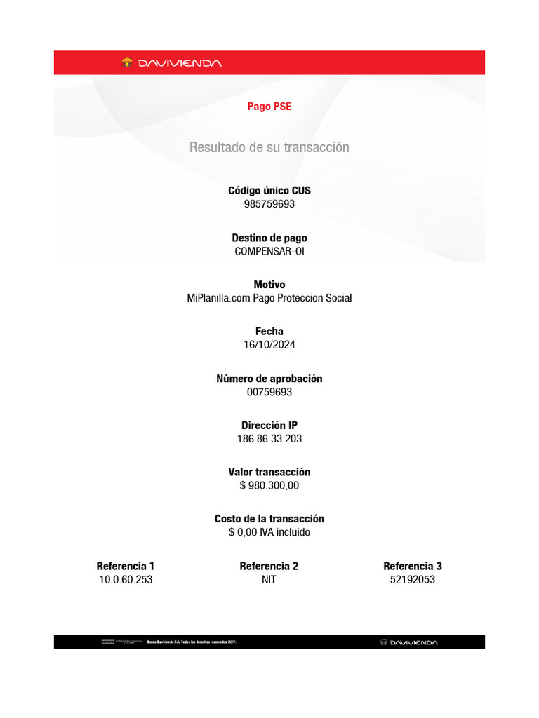 Pago PSE a COMPENSAR-OI 16/10/2024 | PDF