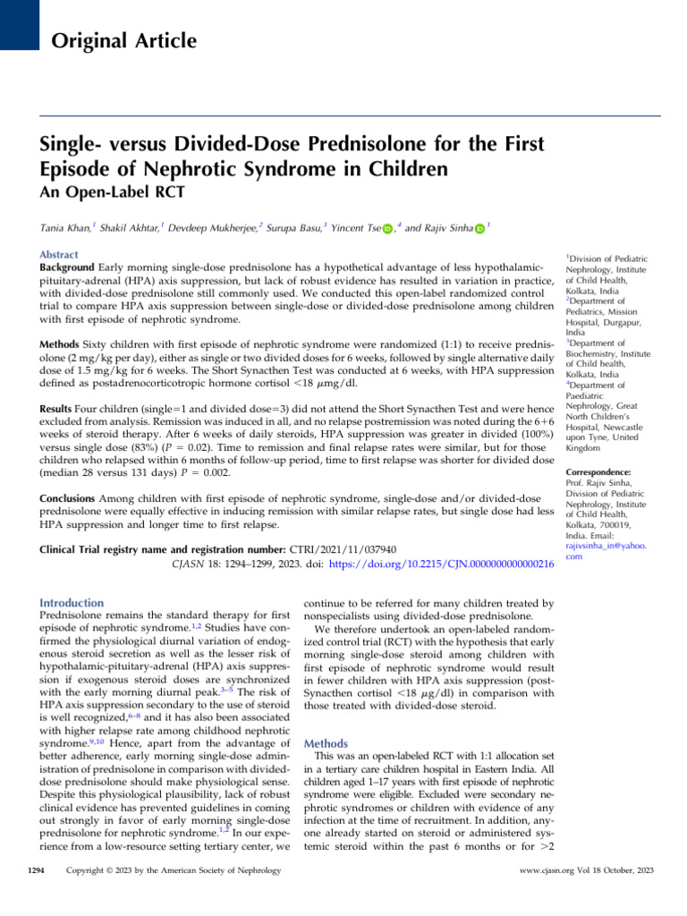 Single Versus Divided Dose Prednisolone For The.9 | PDF ...