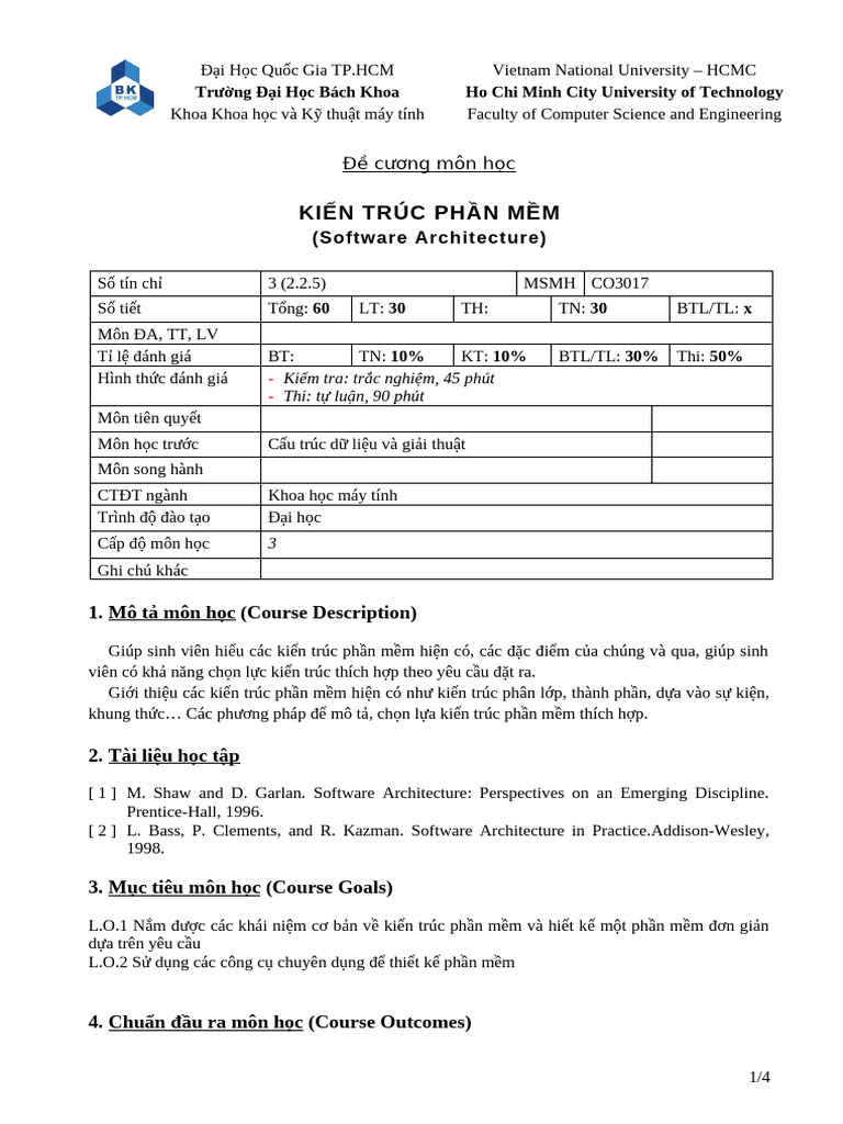 CO3017 KienTrucPhanMem Chitiet | PDF