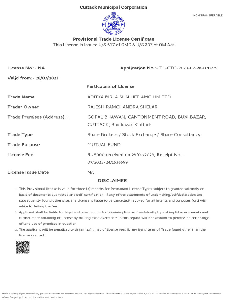 Abslamc Provisional TL Cuttack 2023 24 | PDF | License | Private Law