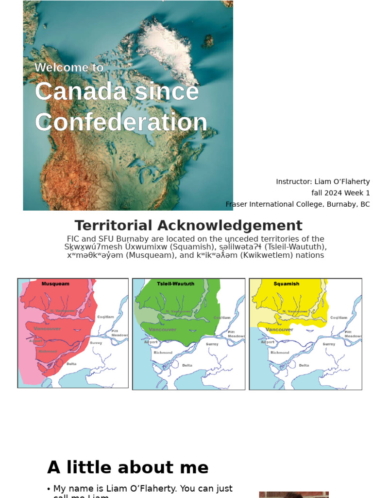 Week 01 PPT (Confederation) (Fall 2024) | PDF | Canada | Telegraphy