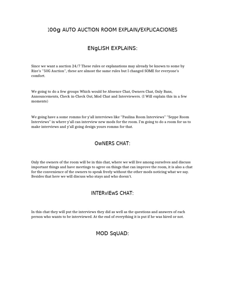 24/7 Auction Room Guidelines | PDF | Career & Growth | Self-Improvement