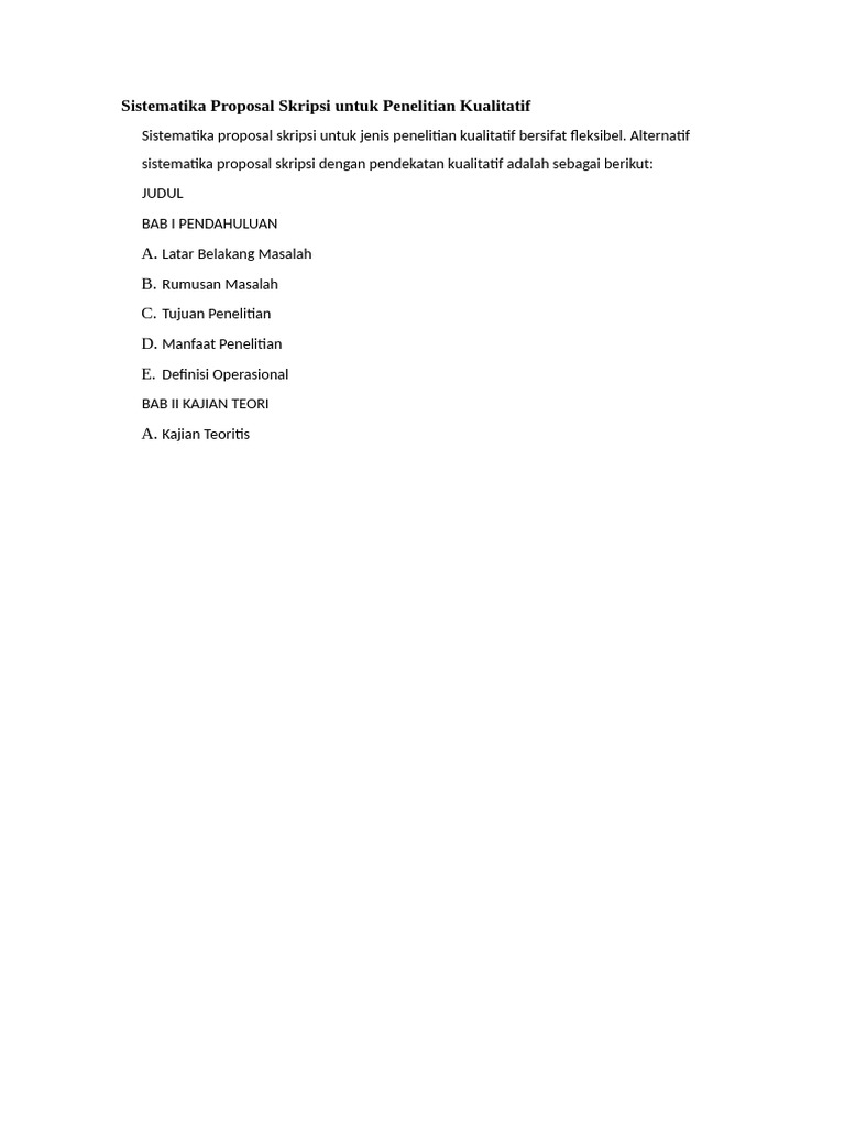 Sistematika Proposal Skripsi Untuk Penelitian Kualitatif | PDF | Seni