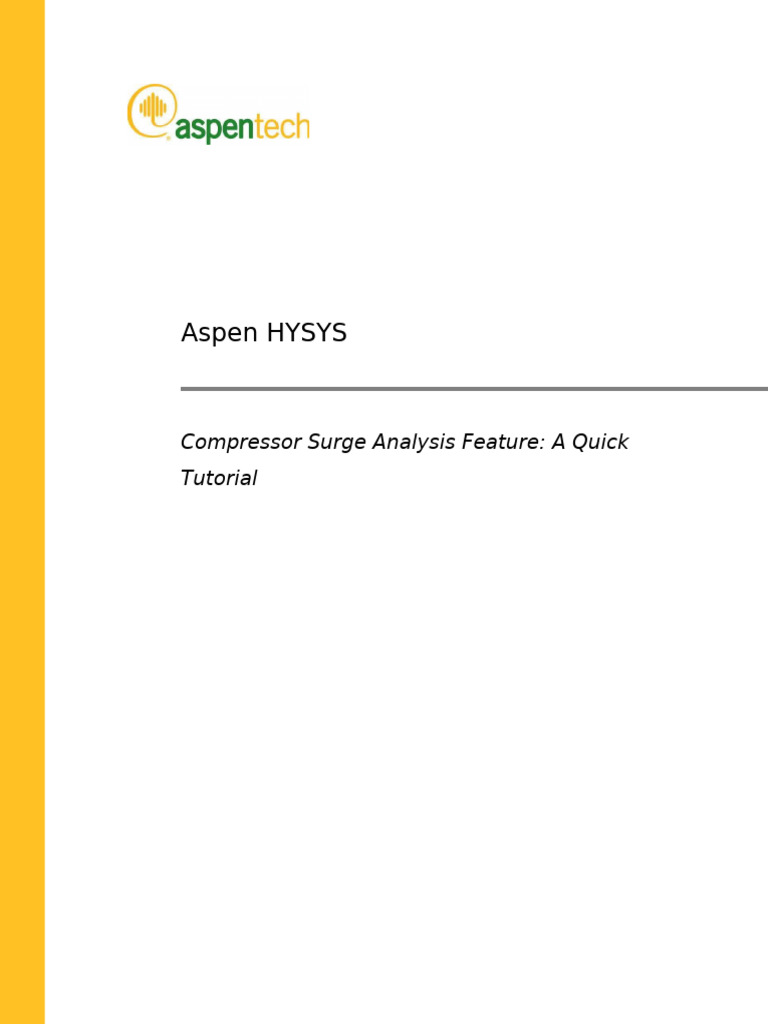Aspen HYSYS Compressor Surge Analysis Feature Tutorial | PDF ...