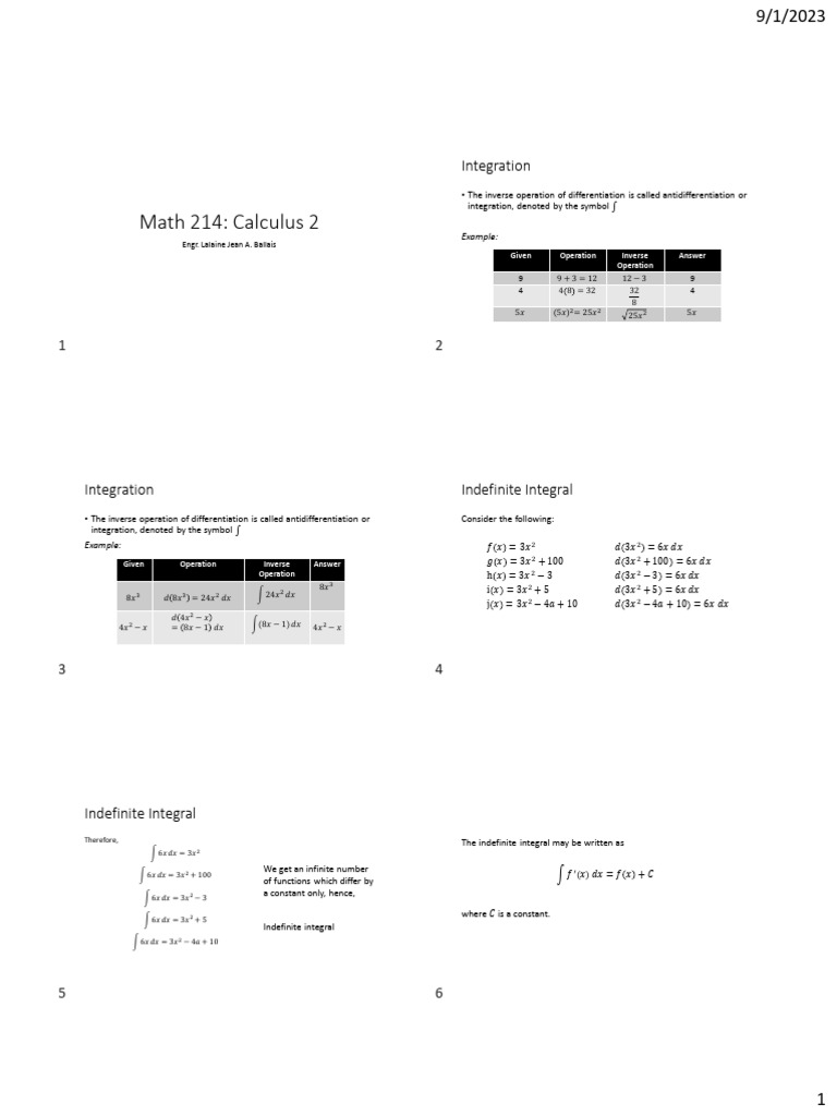 Math 214 Handout 01 | PDF | Integral | Mathematical Physics