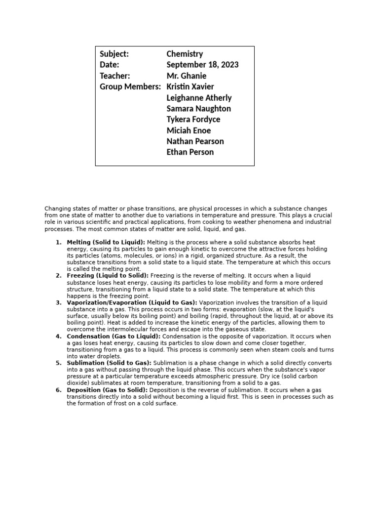 Phase Change of Matter Model - Notes | PDF | Ionic Bonding | Ion