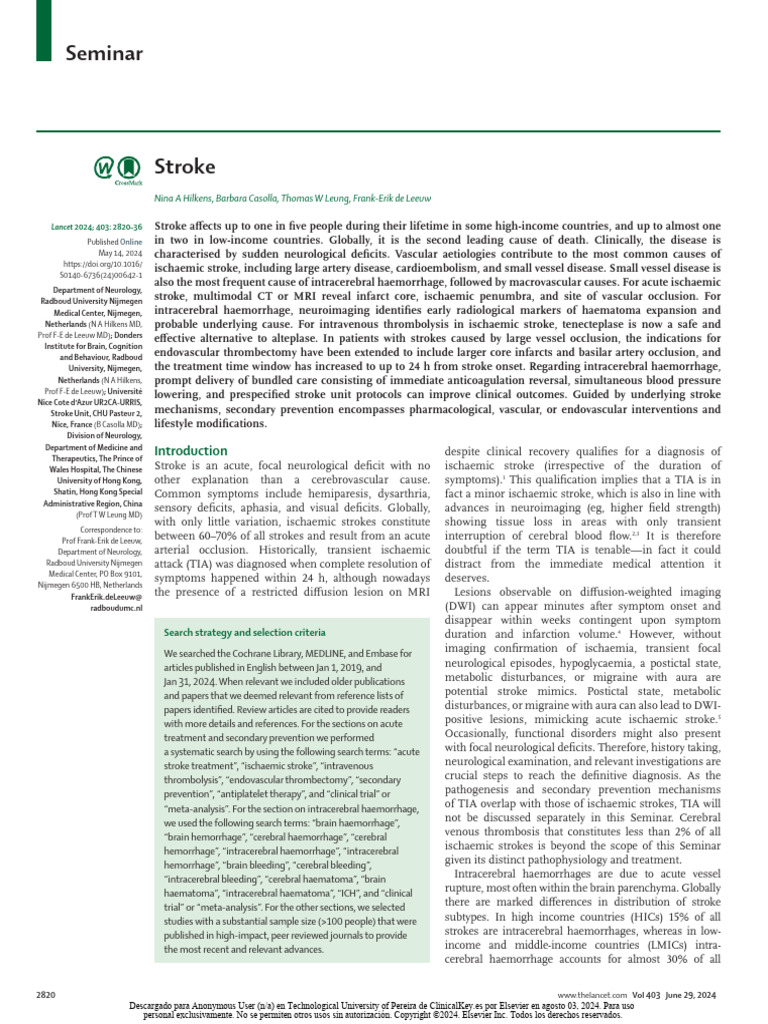 Stroke | PDF | Stroke | Ischemia
