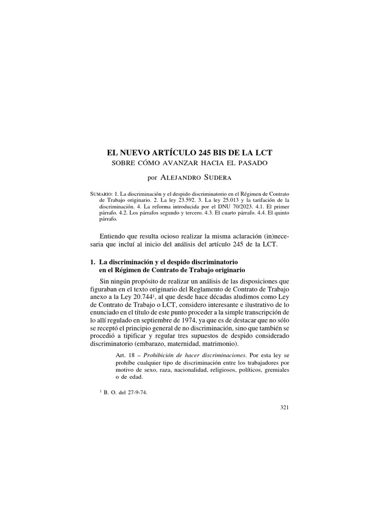 Análisis del Artículo 245 Bis LCT | PDF | Discriminación | Justicia