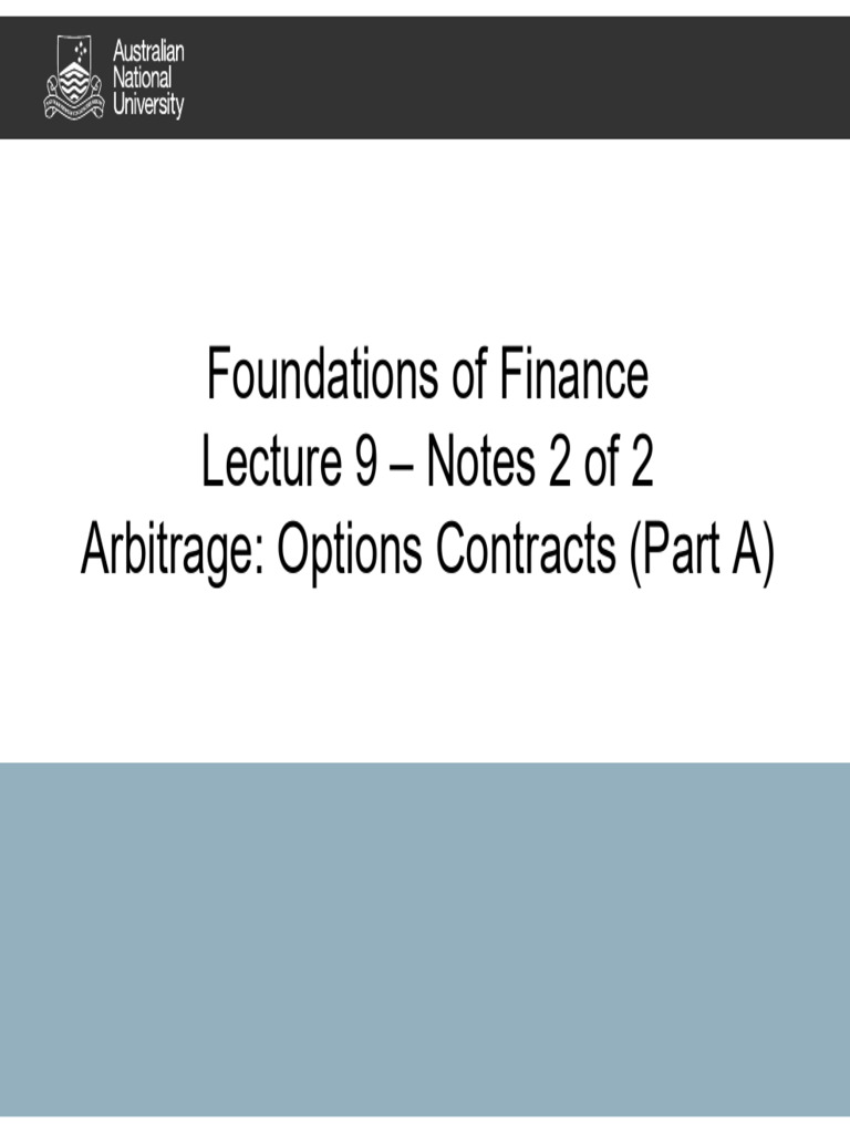 Lecture 9 - Part 2 (Options (A) ) PDF | PDF | Option (Finance) | Put Option