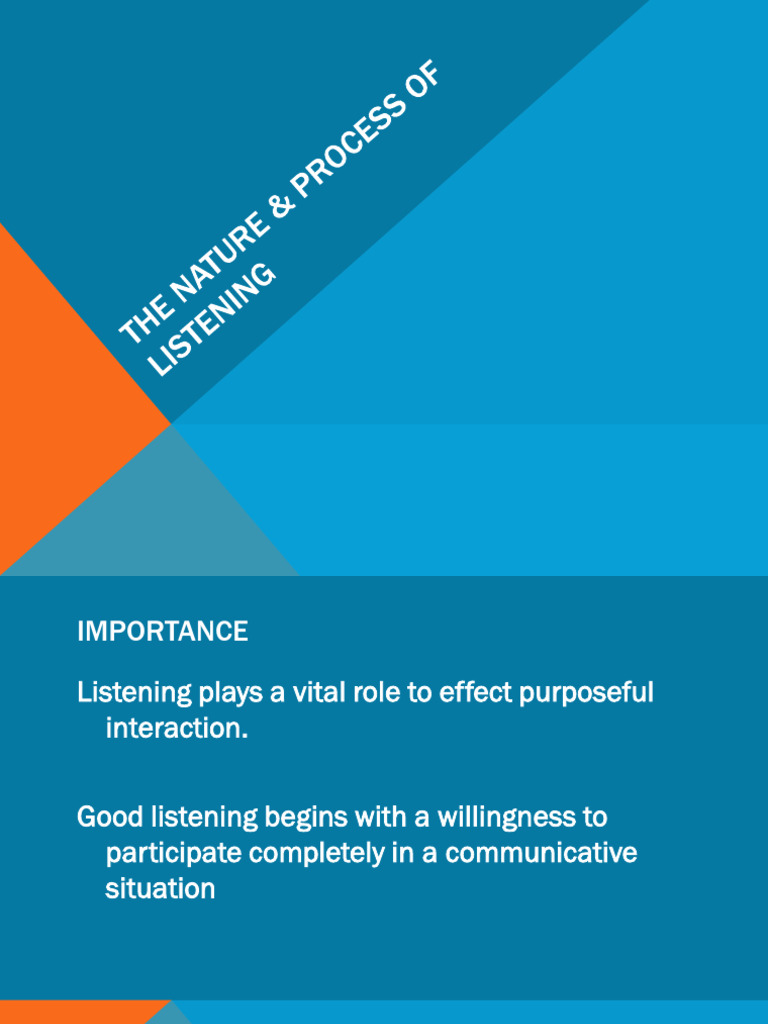 THE NATURE & PROCESS OF LISTENING | PDF | Sound | Cognitive Science