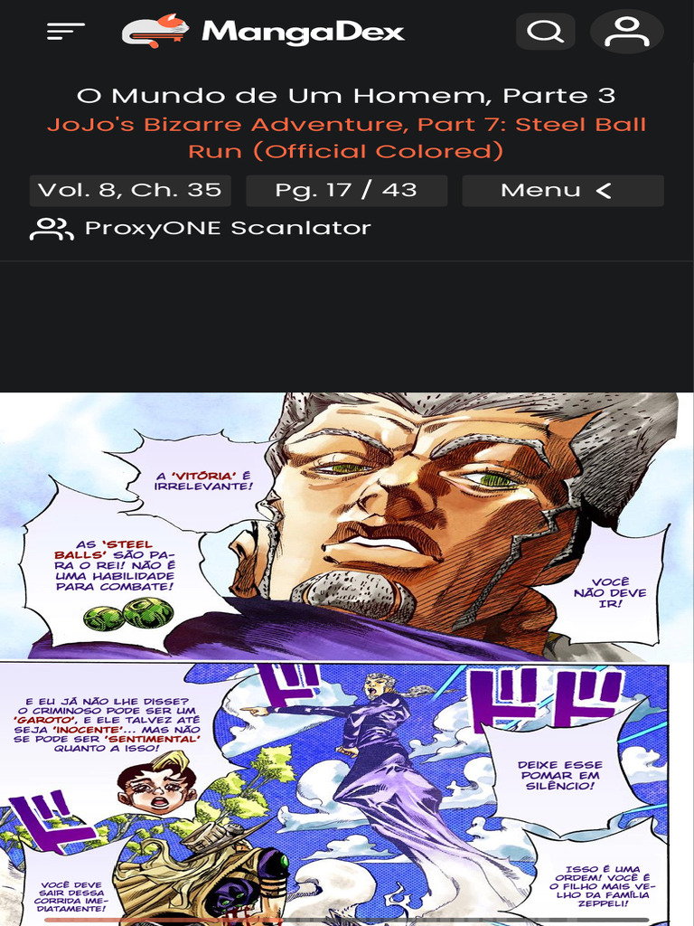 Aprecie Essa Página de Jojo Part 7 Steel Ball Run (Official Colored) - MangaDex | PDF
