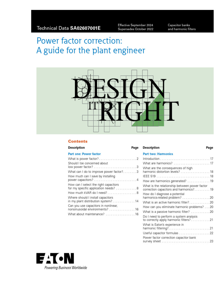Eaton PFC Guide Plant Engineer SA02607001E | PDF | Capacitor | Ac Power