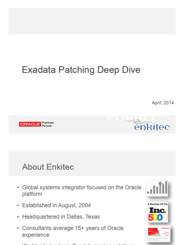 colvin_exadata_patching_deep_dive_IOUG_2014 | PDF | Booting | Computer Engineering