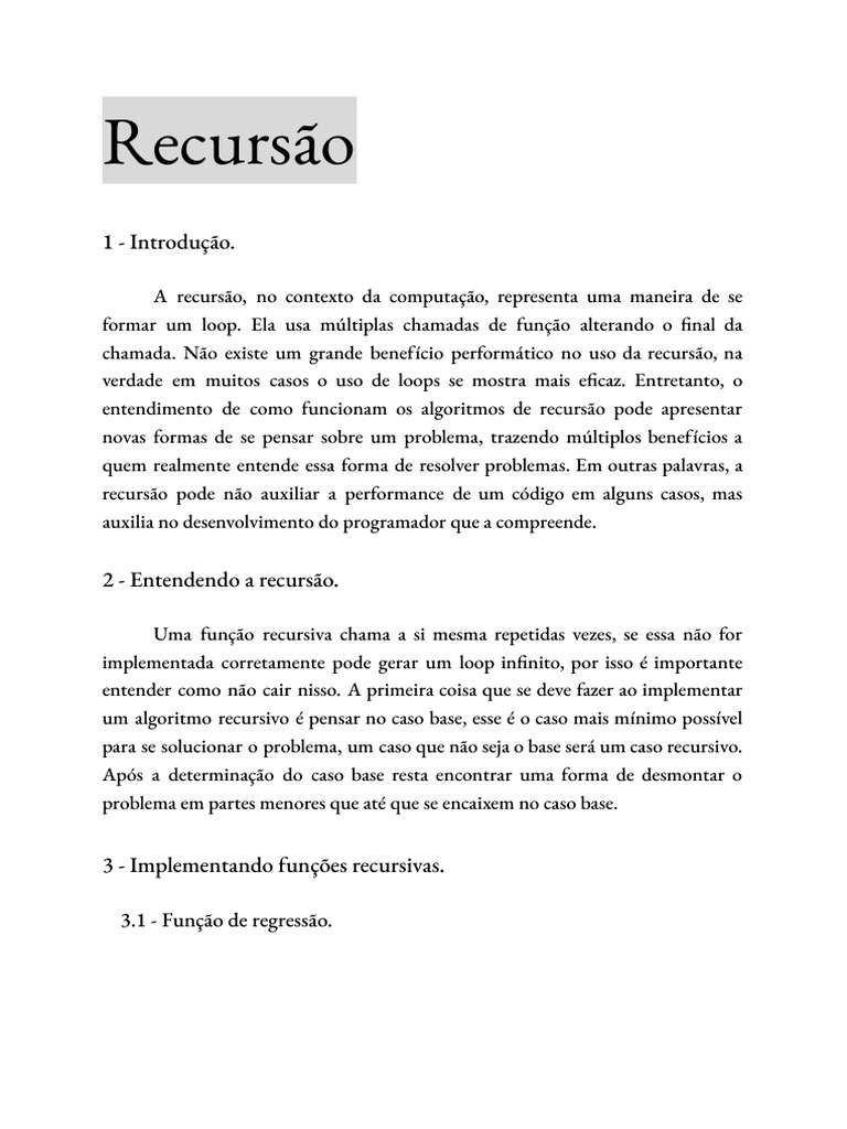 recursão_exemplos | PDF | Recursão | Algoritmos