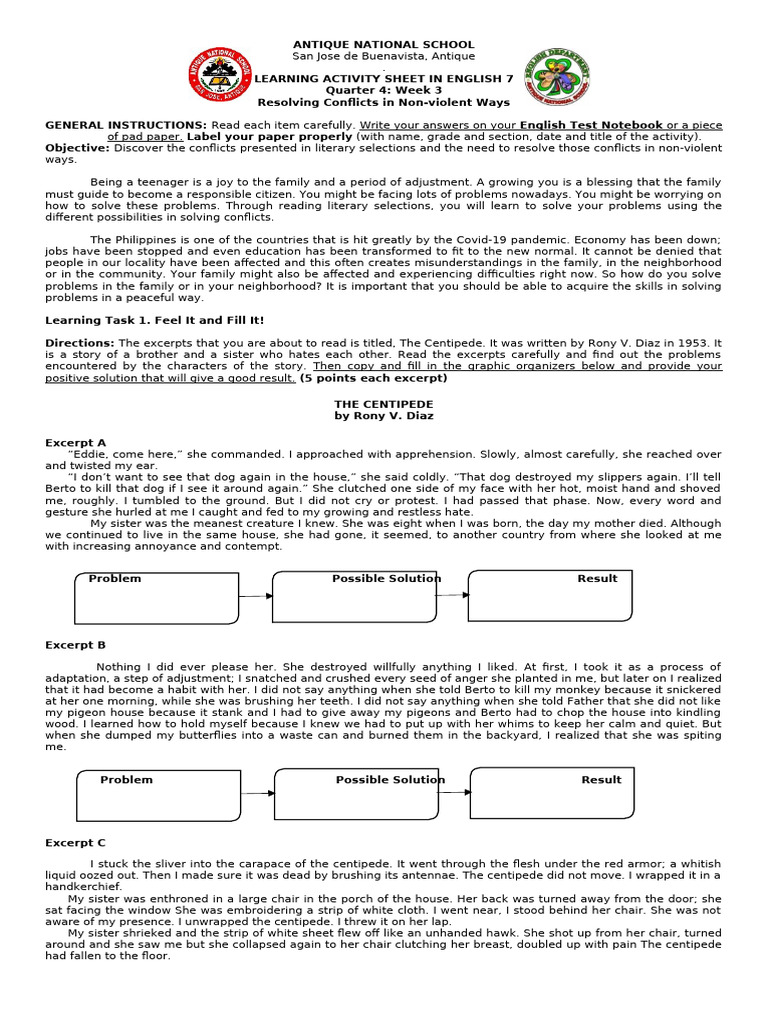 LAS Q4W3 Resolving Conflicts in Non Violent Ways 2022 2023 | PDF | Conflict Resolution
