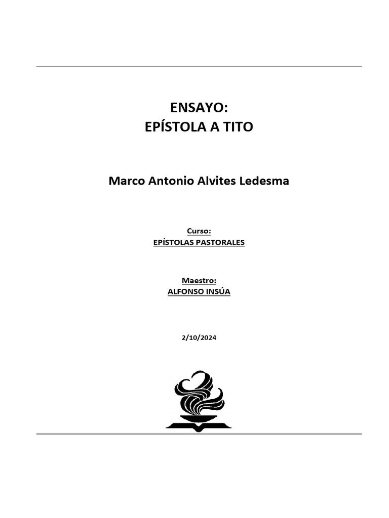 ENSAYO DE LA EPÍSTOLA A TITO | PDF | Esclavitud | Pablo el apóstol