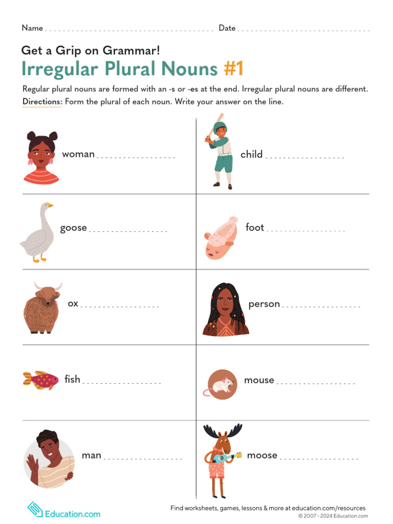 Irregular Plural Nouns Worksheet | PDF | Language Arts & Discipline