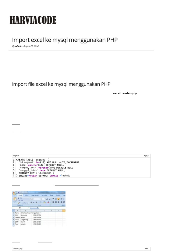 Import Excel ke MySQL dengan PHP | PDF