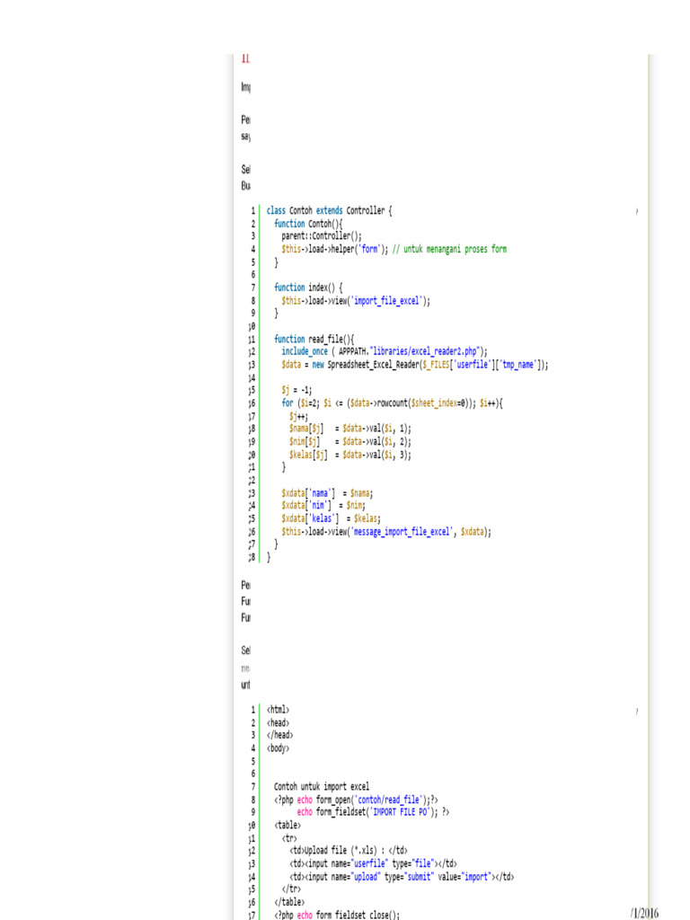 Import File Excel Xls Dengan CI | PDF