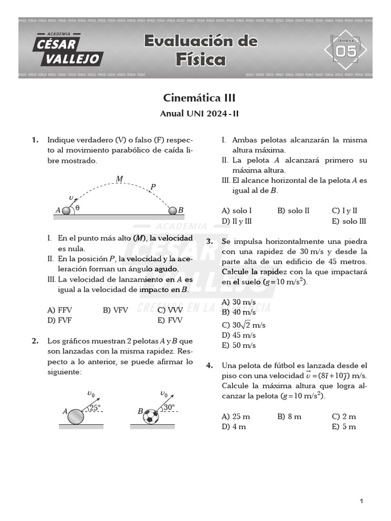 F AUNI Eva Sem05 | PDF | Velocidad | Mecánica