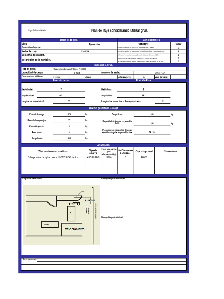 Formato Plan de Izaje | PDF
