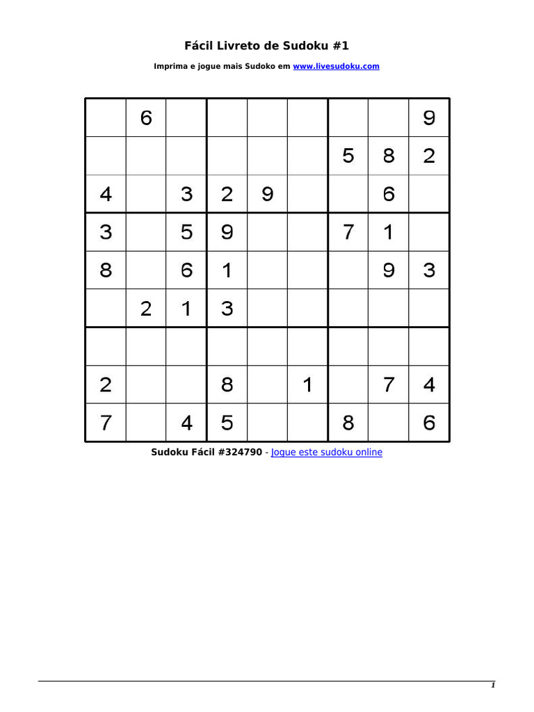 Easy sudoku booklet 1 pt 1 PDF
