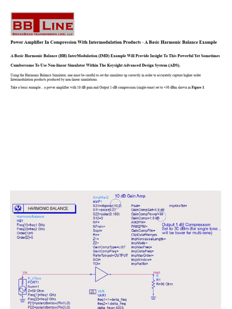Harmonic Balance Intermodulation IMD ADS Example | PDF | Information ...