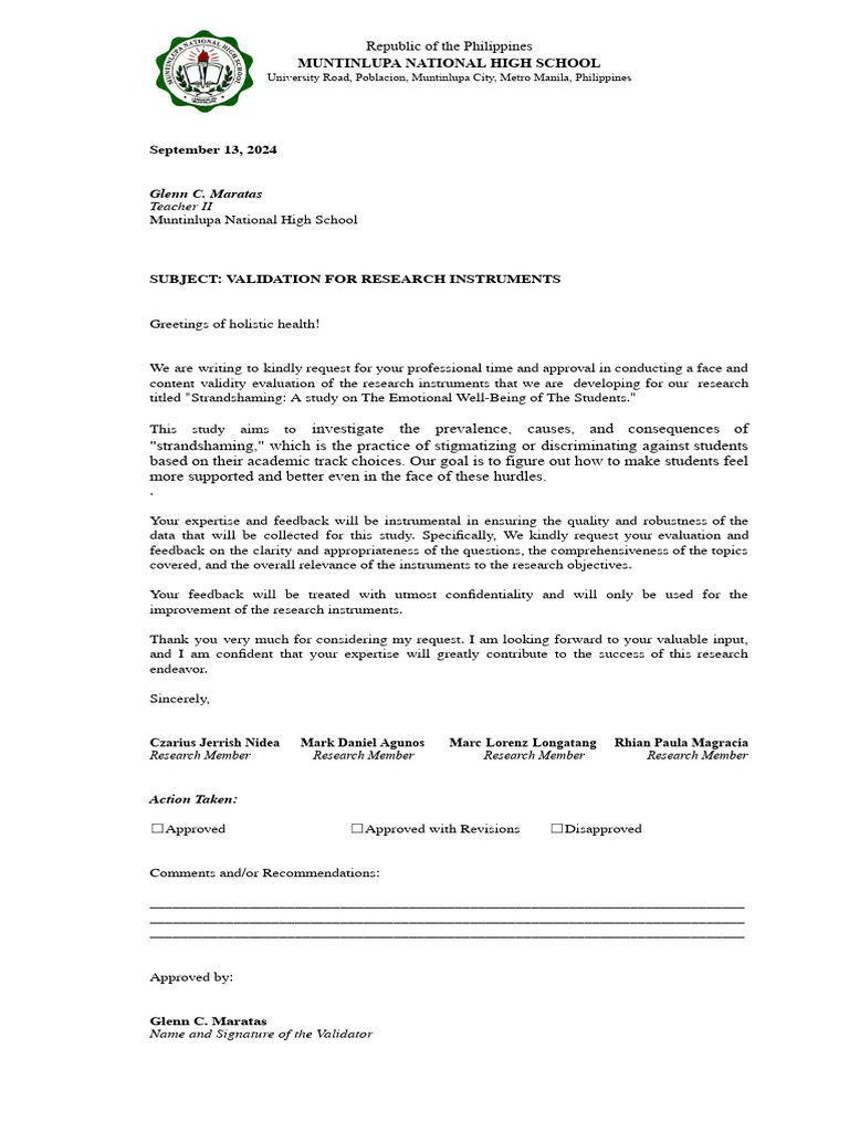 Validation Sheet Template | PDF | Prejudices | Psychology