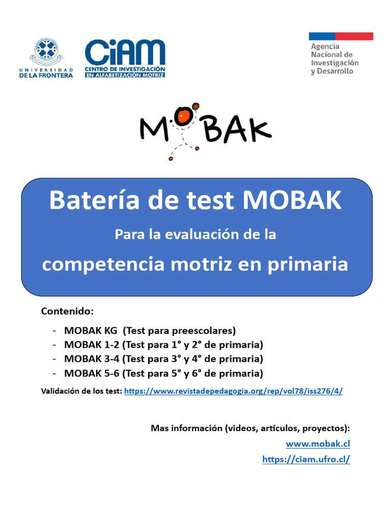 Test Motriz Primaria Mobak 2023 | PDF | Evaluación | Validez (Estadísticas)
