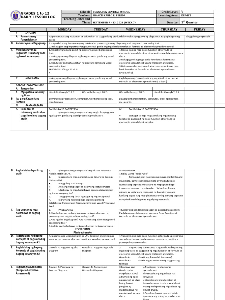DLL - EPP ICT 5 Q1 - Week 7 | PDF