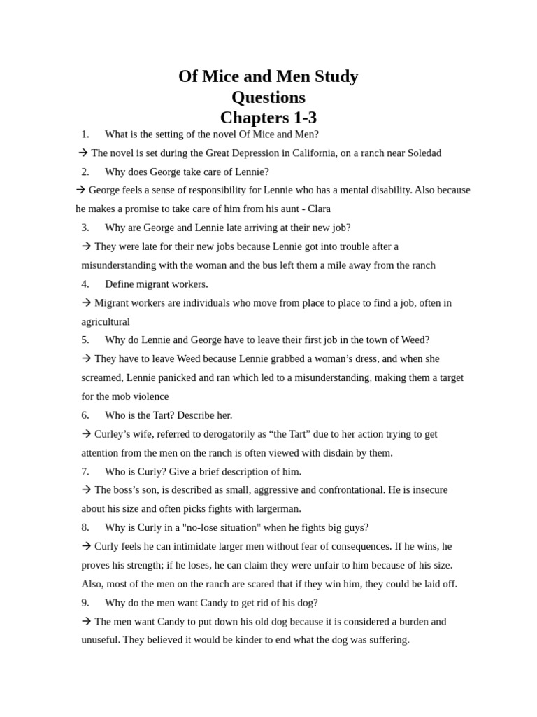 Of Mice and Men Study | PDF | Mystery, Thriller & Crime Fiction ...