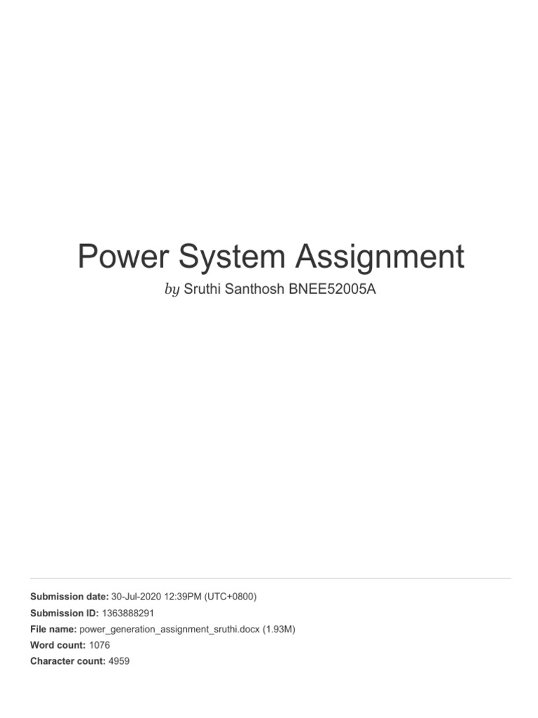 Power System Assignment Overview | PDF
