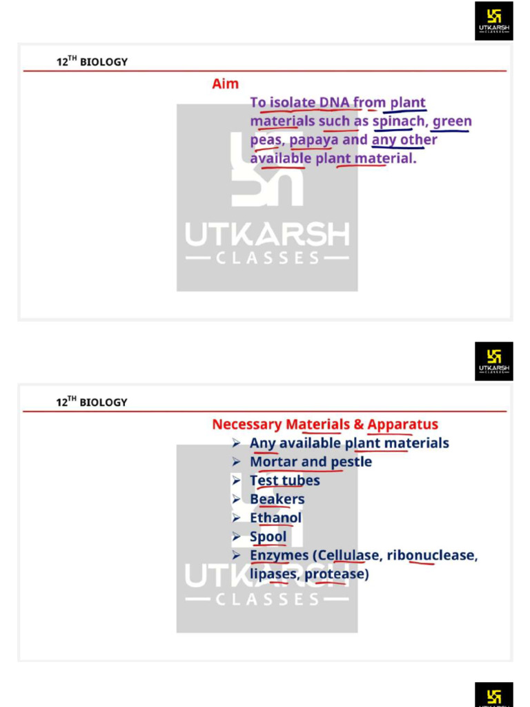 P - 01 - To Isolate DNA From Plant Materials | PDF
