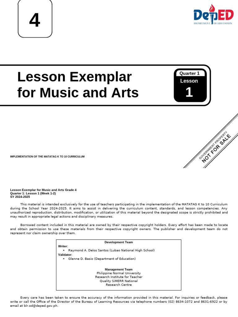 Q1 - LE - Music and Arts 4 - Lesson 1 - Week 1-2 | PDF | The Arts | Dances