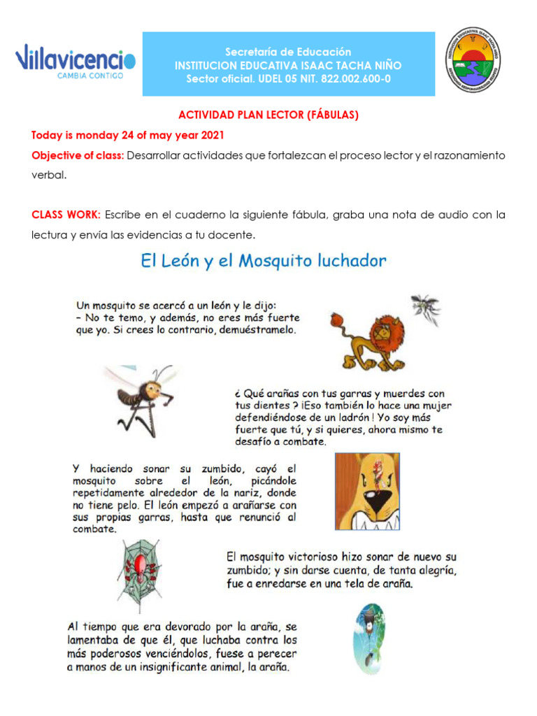 ACTIVIDAD PLAN LECTOR MES DE MAYO | PDF