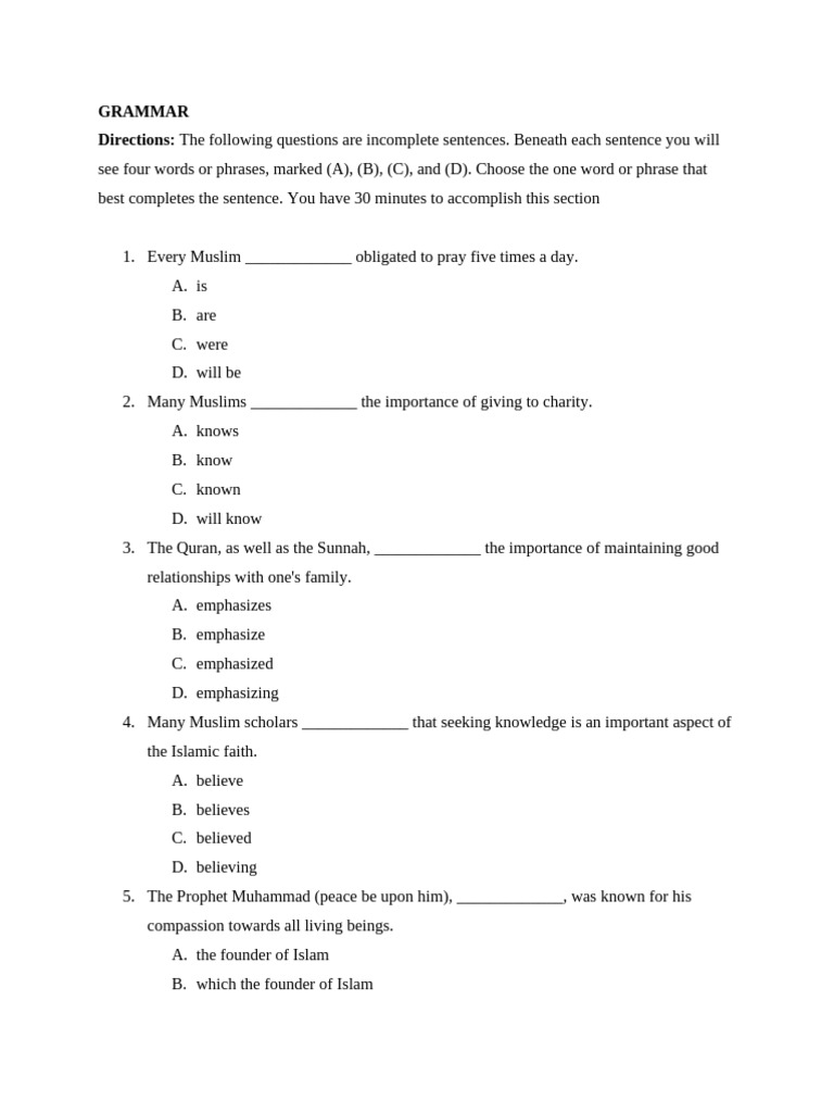 Uts - Grammar | PDF | Muhammad | Hadith
