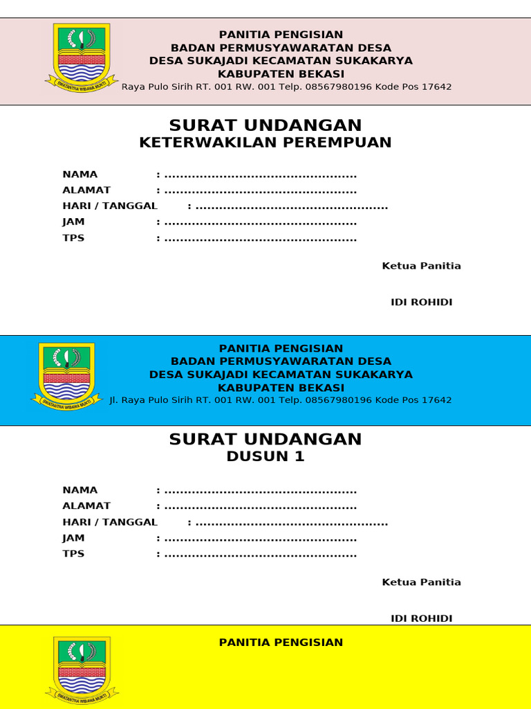 Contoh Surat Undangan BPD Sukajadi | PDF | Olahraga & Rekreasi ...