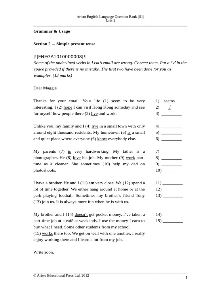 1.1b - Simple Present Tense | PDF