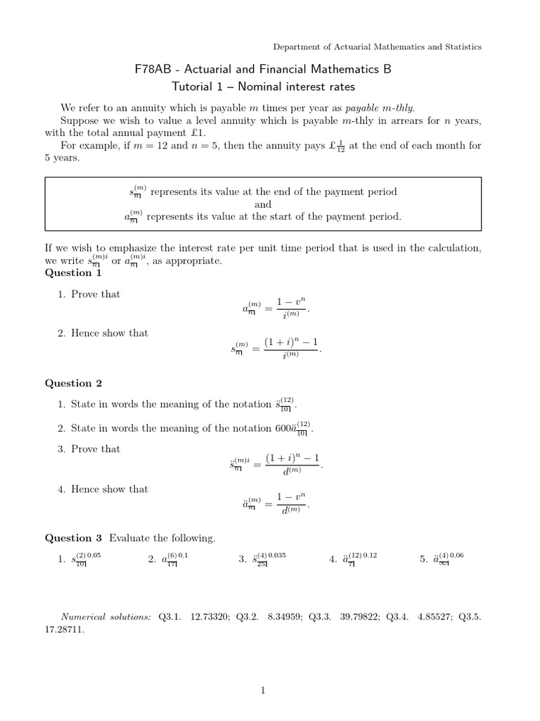 Nominal Interest Rates Tutorial | PDF | Applied Mathematics | Mathematics