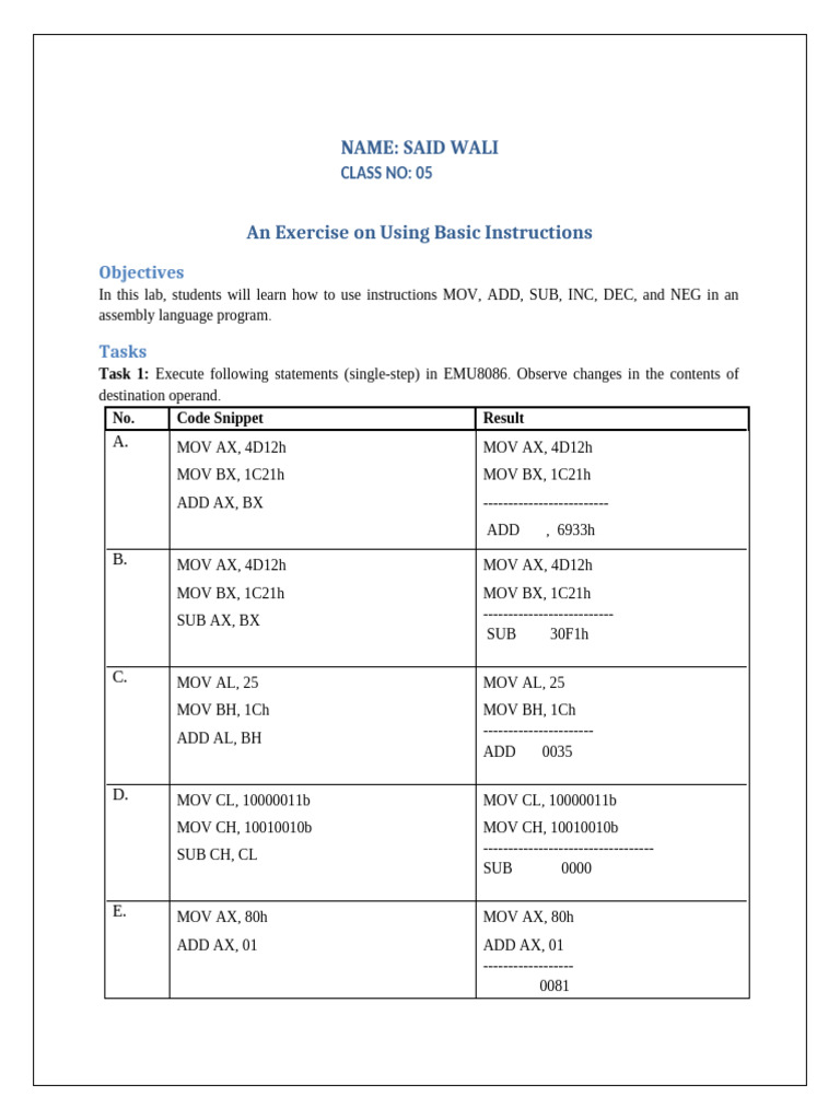 Lab Work hos | PDF | Assembly Language | Computer Science