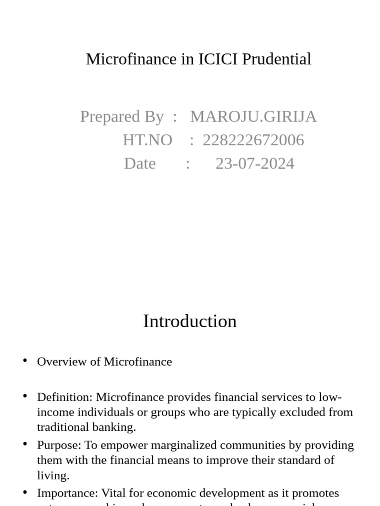 ICICI Prudential's Microfinance Impact | PDF | Microfinance | Financial Inclusion