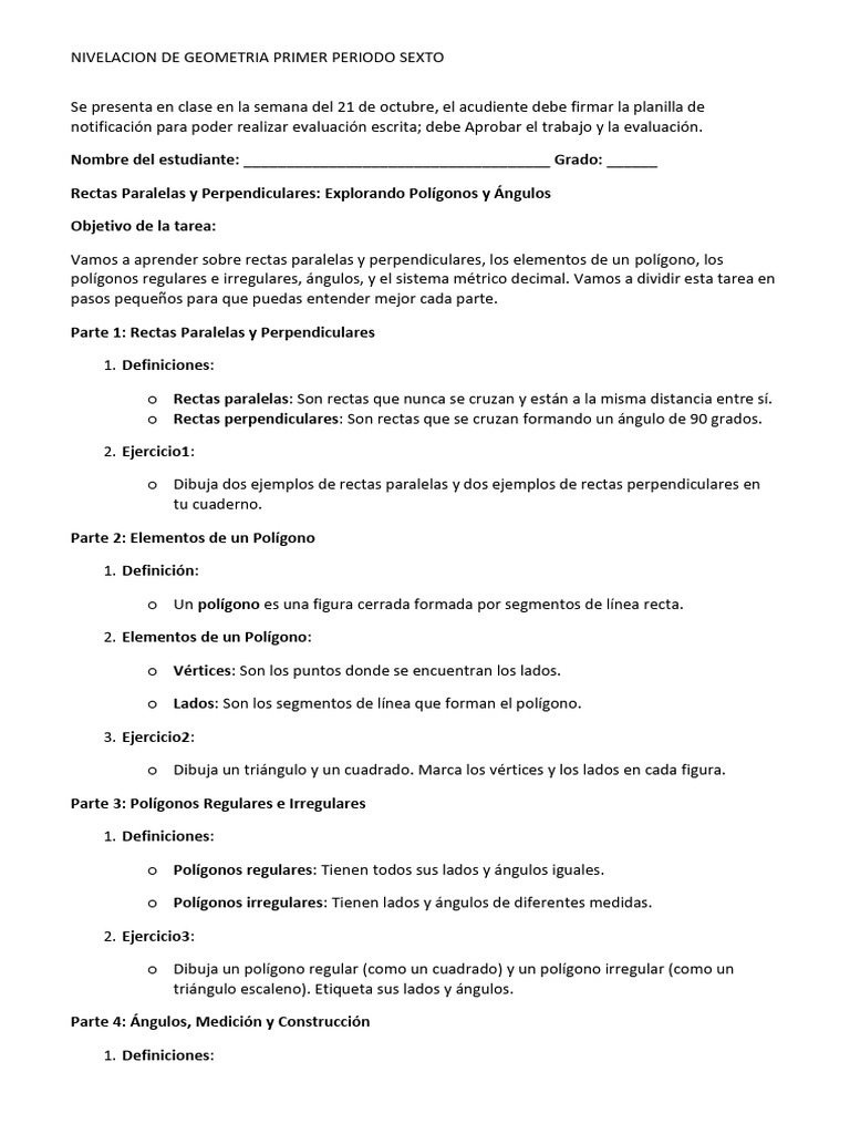 Primer Period o Geo 6 | PDF | Ángulo | Geometría
