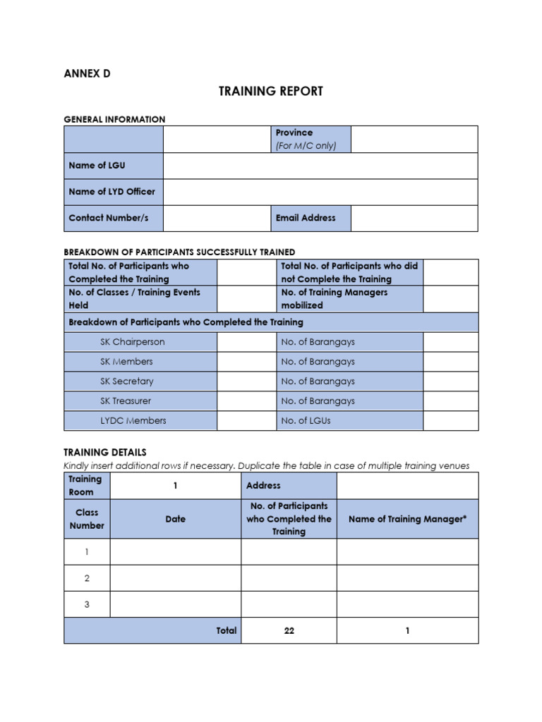 Annex D Training Report | PDF | Government