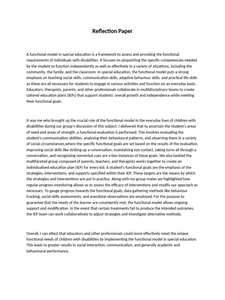 Sofia-Reflection-paper | PDF | Individualized Education Program ...