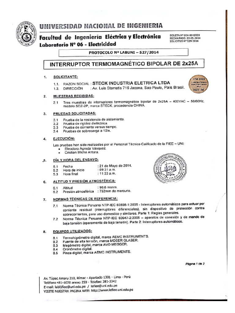Protocolo de Pruebas UNI SDZD | PDF