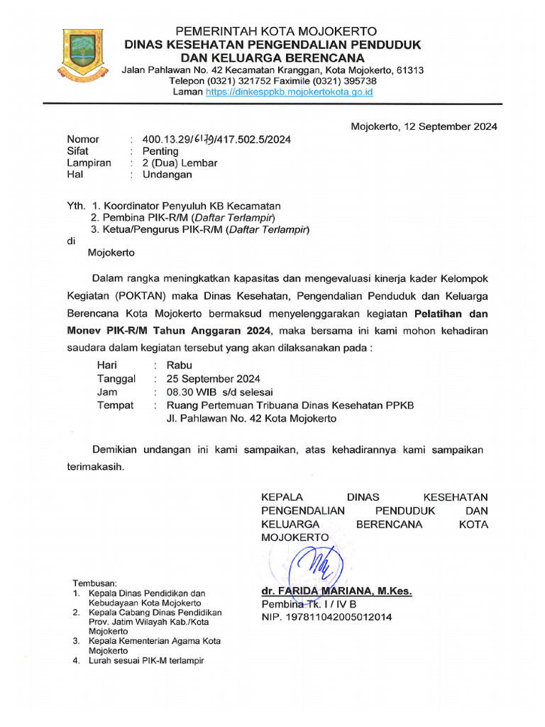 Undangan Monev Pik-R | PDF