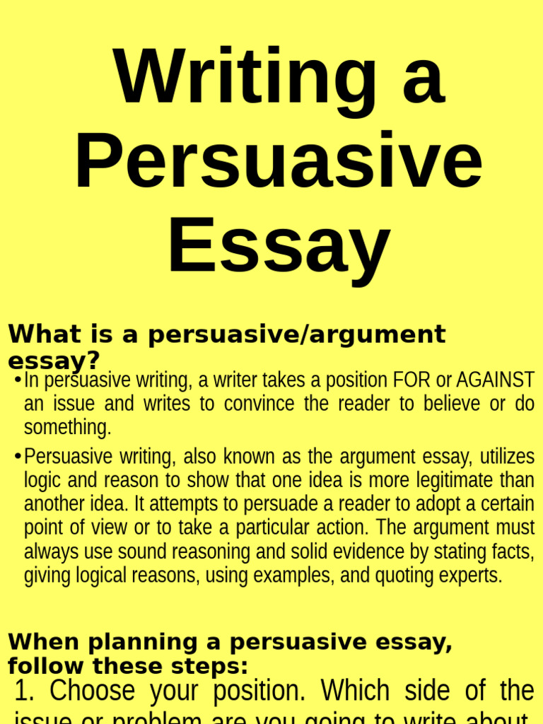 Writing A Persuasive Essay | PDF | Essays | Argument